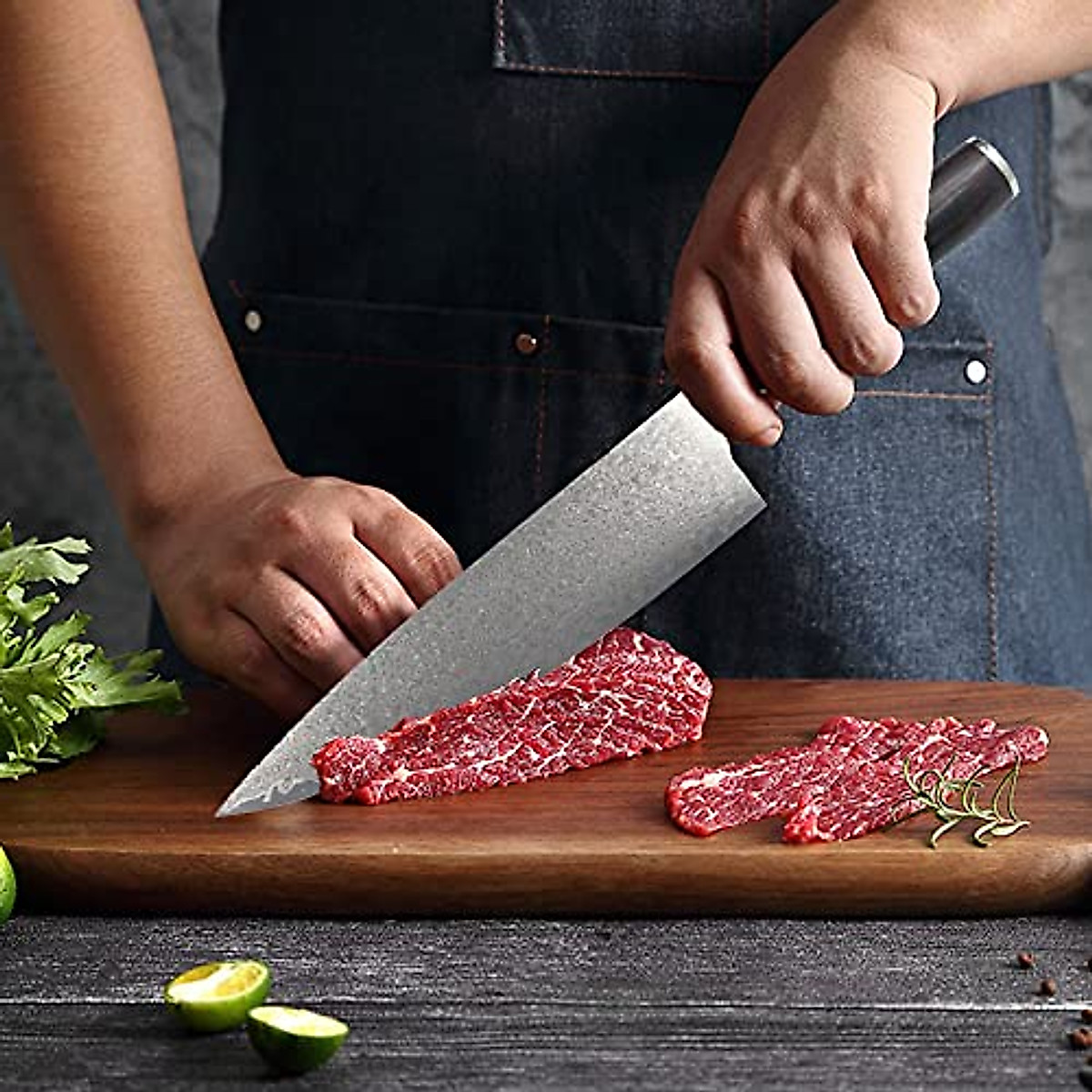 Kimfeng Handmade 8.5 inch Damascus Chef knife Kitchen Knife VG10 Core Steel 67-layer Stainless Steel Professional Forging Chef Knives Corrosion Resistance