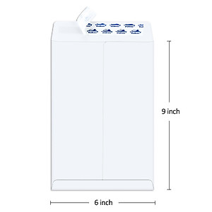 ValBox 6x9 Self Seal Security Catalog Envelopes 250 Count Small White Envelopes for Mailing, Storage and Organizing
