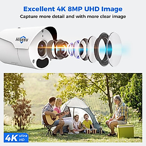 [4K HD+3TB HDD] Hiseeu 4K Security Camera System, PoE Security Camera System w/4pcs IP PoE Cameras, 121° Wide View, IP67 Waterproof, Free Remote Access, WDR, Human Detect, 7/24 Record