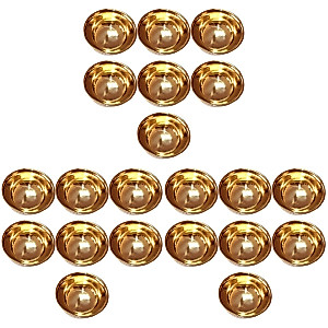 Alipis Yoga Accessories Tibetan Bowl Tibetan Bowl 21 Pcs Copper Offering buddhist offering cup Water Offering Bowl Offering Cup Bowl Set Buddhist Tibetan Bowl Altar Bowl Yellow Decor