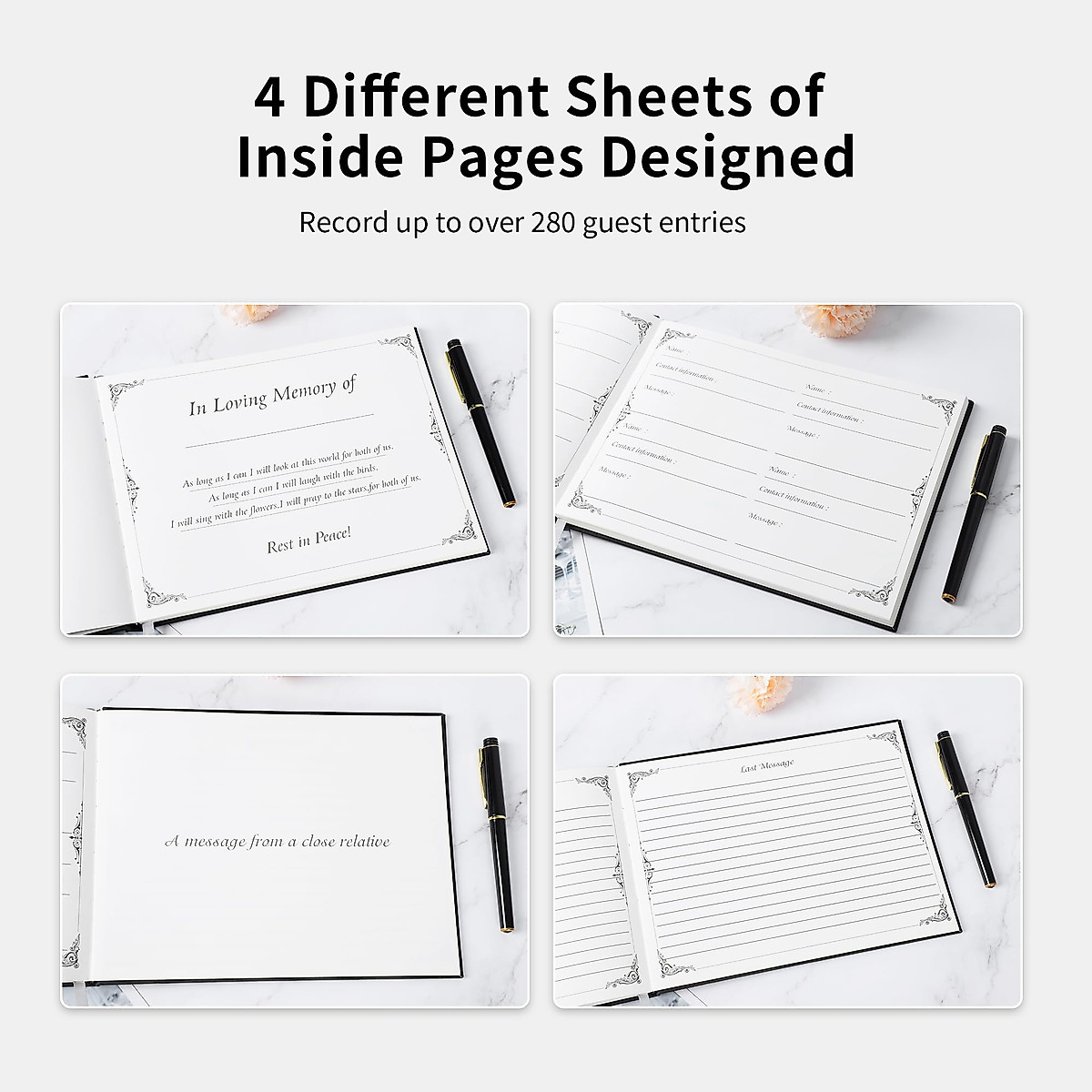 Funeral Guest Book for Memorial Service with Photo Slot, 88 Pages Guest Book for The Celebration Life, Guest Sign in Book for Funerals, Condolence Book Funeral Memorial Guestbook