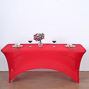 Craft And Party, Fitted Spandex Tablecover in Rectangular for Home, Party, Wedding or Restaurant Use (4 FT, Red)