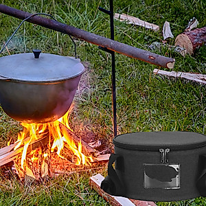 Kingshion Dutch Oven Carry Bag for 10 Inch Dutch Oven Heavy Duty Dutch Oven Tote Round Casserole Carrier for Camping Picnic and 4 Quart Pre-Seasoned Cast Iron Camp Dutch Oven - Dark Grey