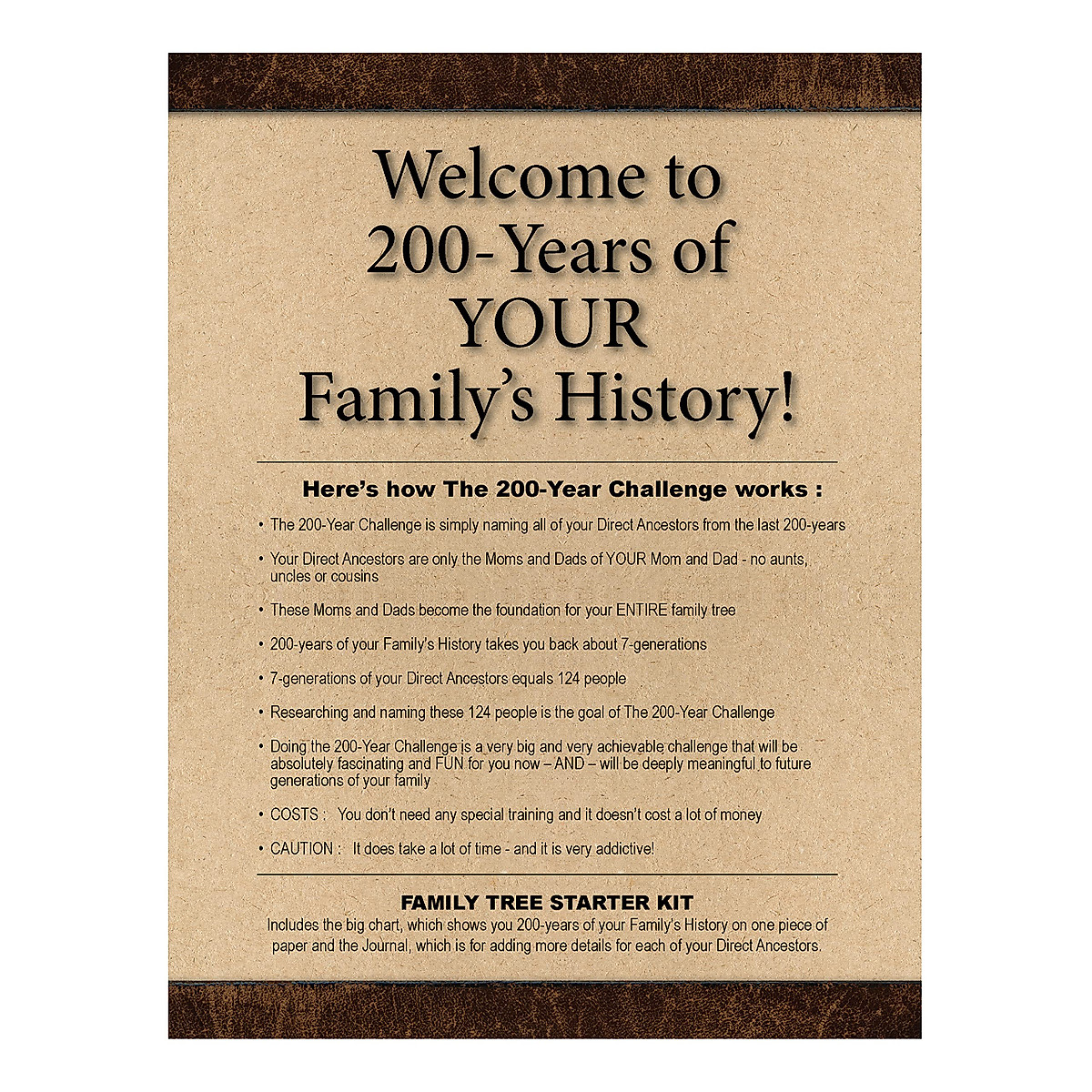 Family Tree Chart - Includes a Really Big, Fill-in-The-Blanks 38" x 25" 7-Generation Genealogy Chart and 16-Page Journal which Covers 200-Years of Your Family's History