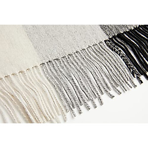 EURKEA Cashmere Wool Long 2024 Plaid Tartan Winter Scarf for Women, Warm & Soft & Cozy, Gift Ready, Grey & Black