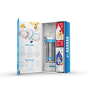 Cirkul 12oz BPA-Free Plastic Water Bottle Starter Kit for Kids with Blue Lid, 2 Flavor Cartridges (1 LifeSip Fruit Punch, 1 FitSip Mixed Berry)