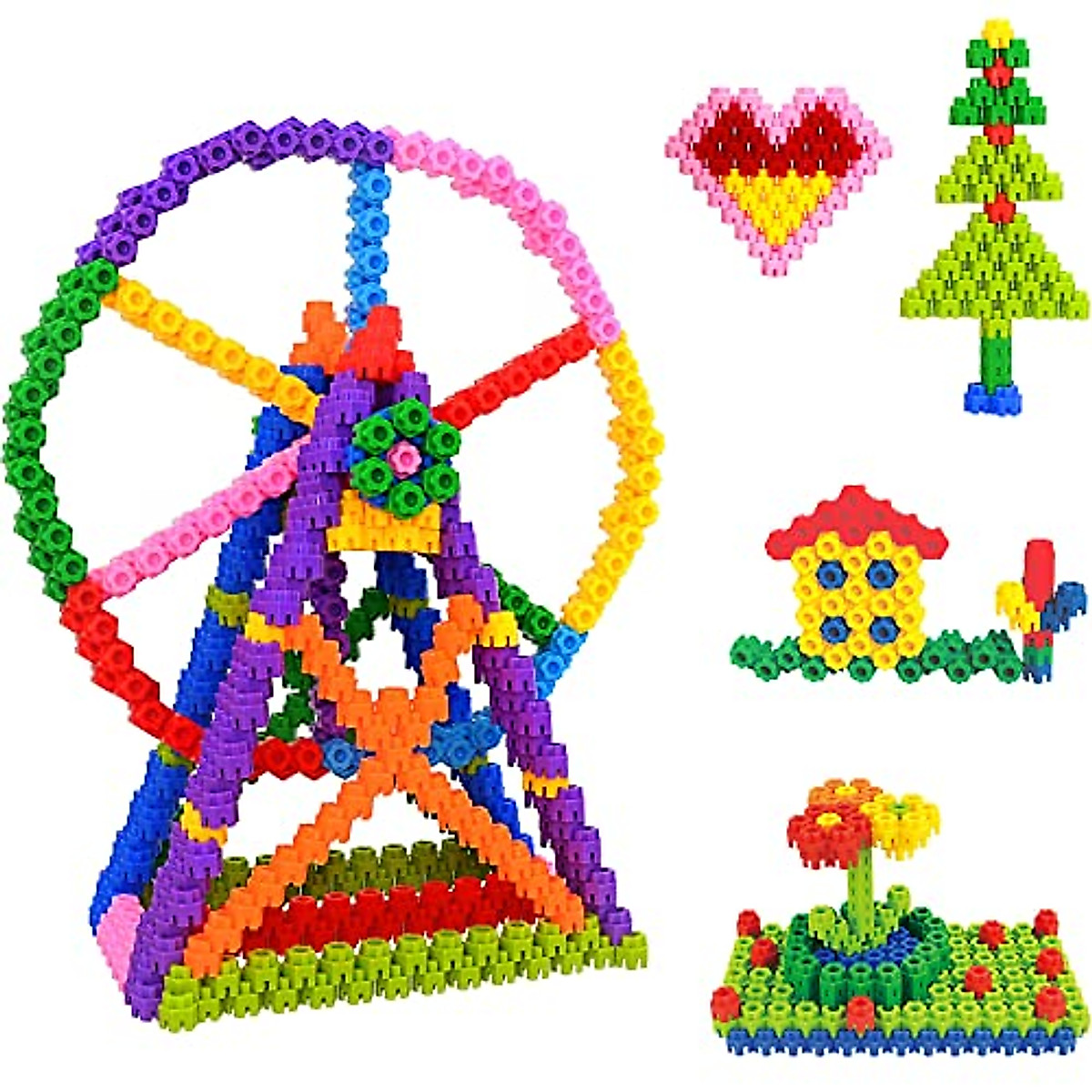Kids Toys Interlocking Learning Set, STEM Construction Set - Ages 3+ STEM Toys 300 Pcs - 9 Colors