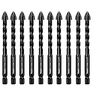 【urgrade】Mgtgbao10pc 6MM Masonry Drill Bits, 10PC 1/4” Concrete Drill Bit Set for Tile,Brick, Plastic and Wood,Tungsten Carbide Tip Best for Wall Mirror and Ceramic Tile. …