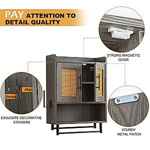 SUNTAGE Bathroom Wall Cabinet, Over Toilet Storage Cabinet w/2 Towel Bar, Paper Roll Holder & Adjustable Shelf in 9 Combinations, Medicine Cabinets Ideal for Bathroom, Kitchen (Brown)