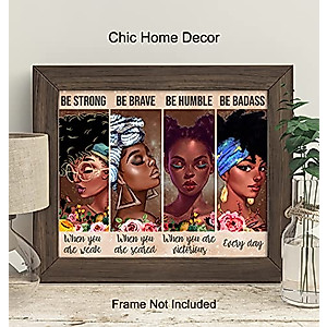 Be Strong Be Brave Be Badass Poster - African American Women - African American Woman - Black Women - African American Wall Art - Black Wall Art - Motivational Wall Decor - Encouragement Gifts