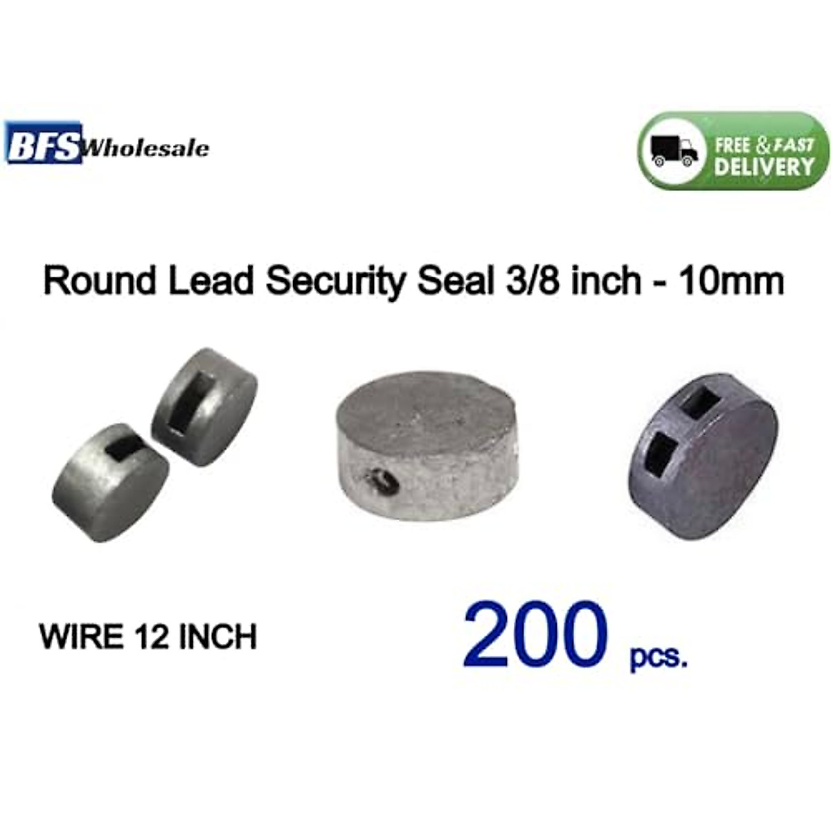 Utility Meter round LEAD Seal, 200 Pcs. 3/8” - 10 mm. Diameter with Wire 12”. Industrial grade. Unnumbered. Adjustable. Meter Gas, Water, Free and Quick Delivery. BFSEALS
