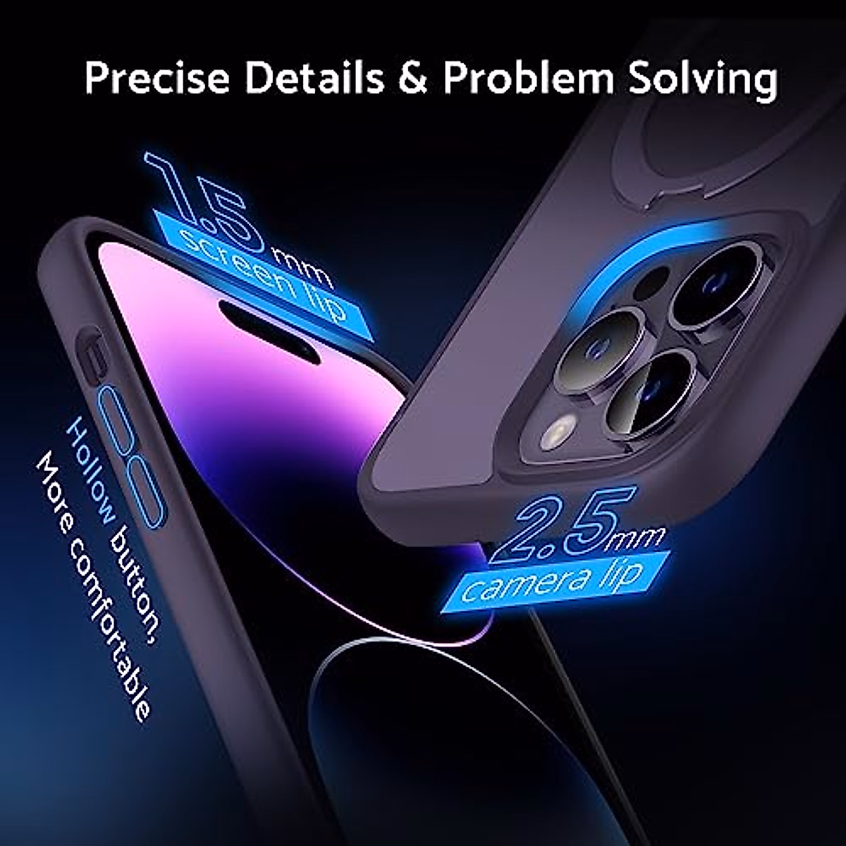 DASFOND Mag-Stand Designed for iPhone 14 Pro Max Case, 2023 Upgraded [All-in-1] [Compatible with MagSafe Invisible Ring Kickstand Transparent Matte Cover Shockproof Slim Case, Purple