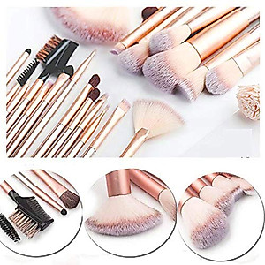 NEVSETPO Makeup Brush Set 24 Pcs Full Face Makeup Set with Beauty Blender Synthetic Foundation Powder Concealers Eye shadows Blush Travel Makeup Brush Sets Case Bag Included