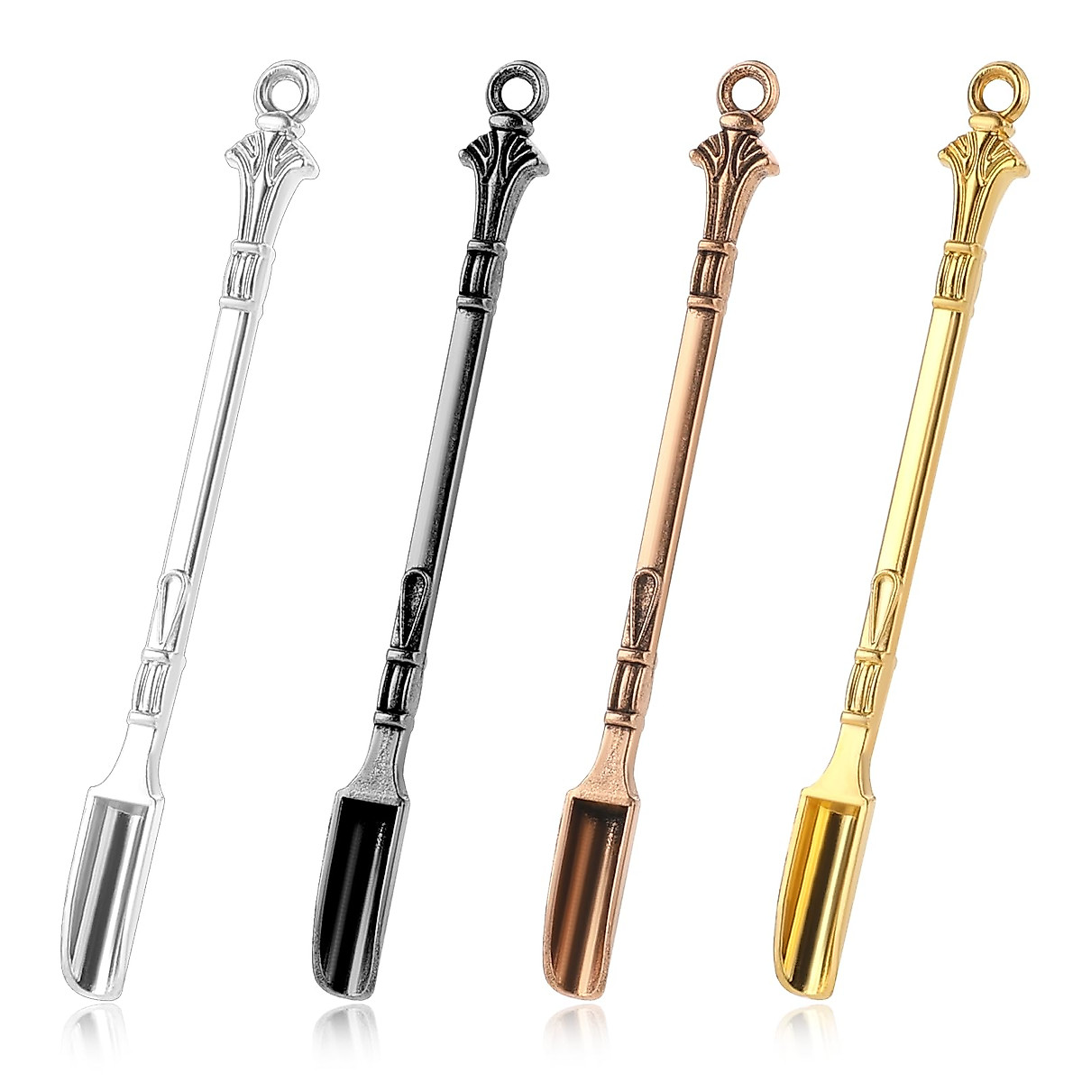 Mini Spoons Set of 4 Mini Shovel Spice Spoon Small Spoons for Spice Tiny Spoons for Powder Small Spice Spoon Mini Spatulas Spoon Small Gold, Silver, Antique Brass, Black Gray Spoons