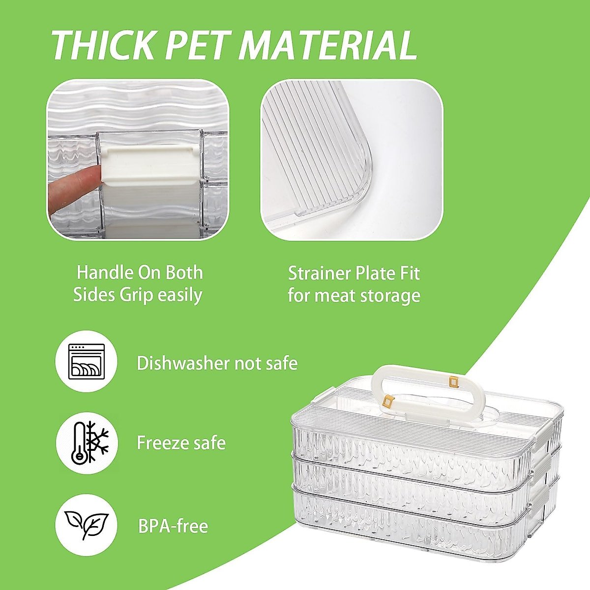 Deli Meat Container for Fridge, 3 Layer Bacon Lunch Meat Container for Refrigerator, Deli Meats Containers with Lids, Storage Boxes with Lid for Cold Cuts, Bacon Storage Box for Fridge