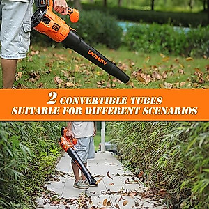 Cordless Leaf Blower 400 CFM Electric Blower with 2 Packs 4.0Ah Battery Powered 3-Gear Wind Speed Handheld Lightweight Blower for Lawn Yard Garden （2pcs Battery）