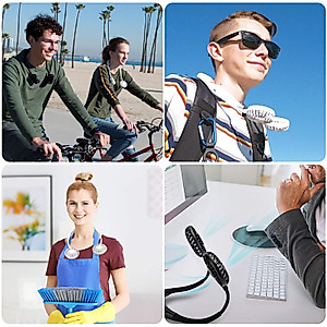 Neck Fan, Rechargeable Battery Operated Portable Fan 2600mAh, Hands Free Personal Fan Hang Around Neck Fans, Wearable Small Fan for Outdoor Working Battery Powered USB Fan Over 12 Hours Constant Cool