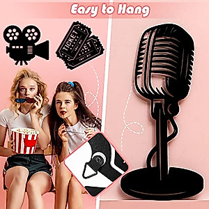 5 Pieces Movie Theater Decor Wooden Home Theater Room Decor Cinema Wall Art Movie Reel Theater Action Popcorn Ticket Sign Movie Night Decor Theme Party Decorations for Home Bedroom Office Studio