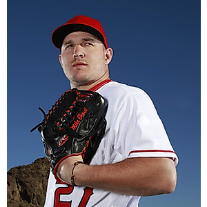 Rawlings | MARK OF A PRO LITE Youth Baseball Glove | Right Hand Throw | 10.5" - Basket Web | Mike Trout Model - Grey/Red/Navy