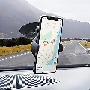 zipelo Suction Cup Car Phone Holder for Windshield/Dashboard/Window, Universal 360° Rotating Adjustable Cell Phone Holder Mount, Hands Free Phone Cradle for iPhone 14 13 12 Pro Max More Smartphones
