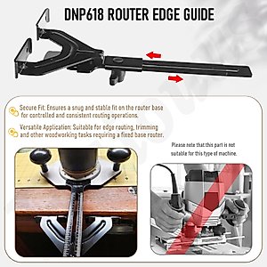 DNP618 Edge Guide for Fixed Base Compact Router, Compatible With DEWALT DWP611 Router, PORTER-CABLE 450 & 451-Adjustable for Quick Attachment To Router Mounting Base, Fits Router DCW600B, DW6913. etc
