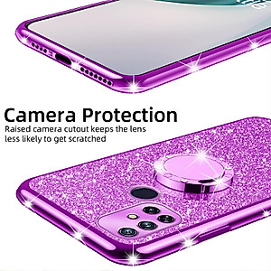 nancheng Case for OnePlus Nord N10 5G Girls Women Glitter Cute Soft TPU Cover with Ring Kickstand Strap Lanyard Bumper Shockproof Protective Cell Phone Case for OnePlus N10 5G - Purple