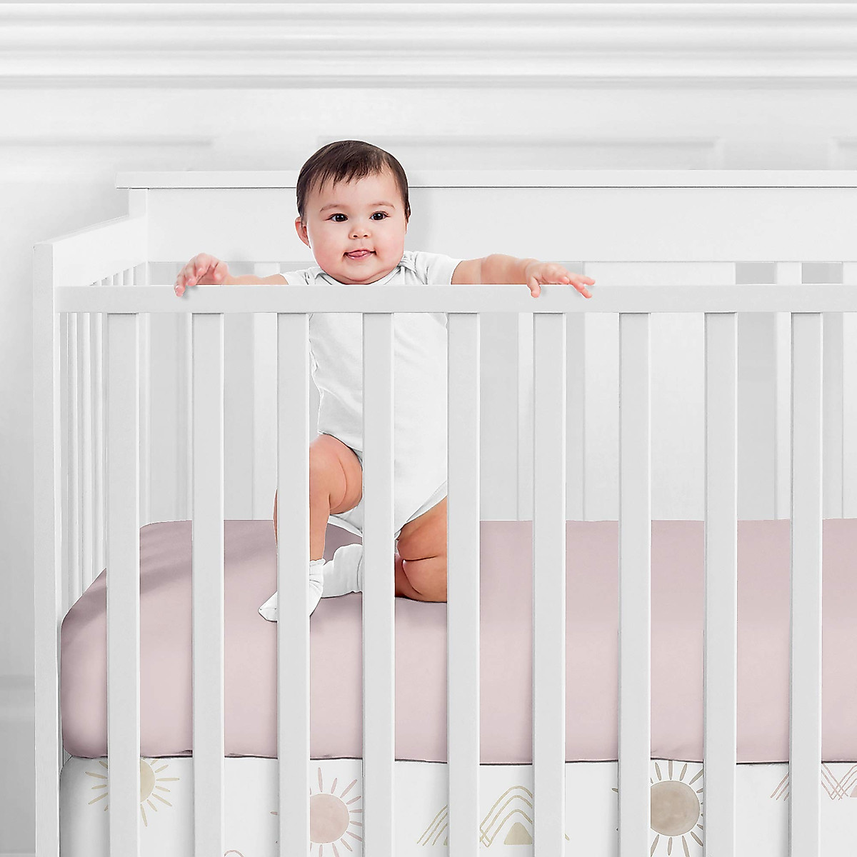 Sweet Jojo Designs Mauve Girl Fitted Crib Sheet Baby or Toddler Bed Nursery - Solid Color Pink Cotton for Boho Desert Sun Mountain Collection