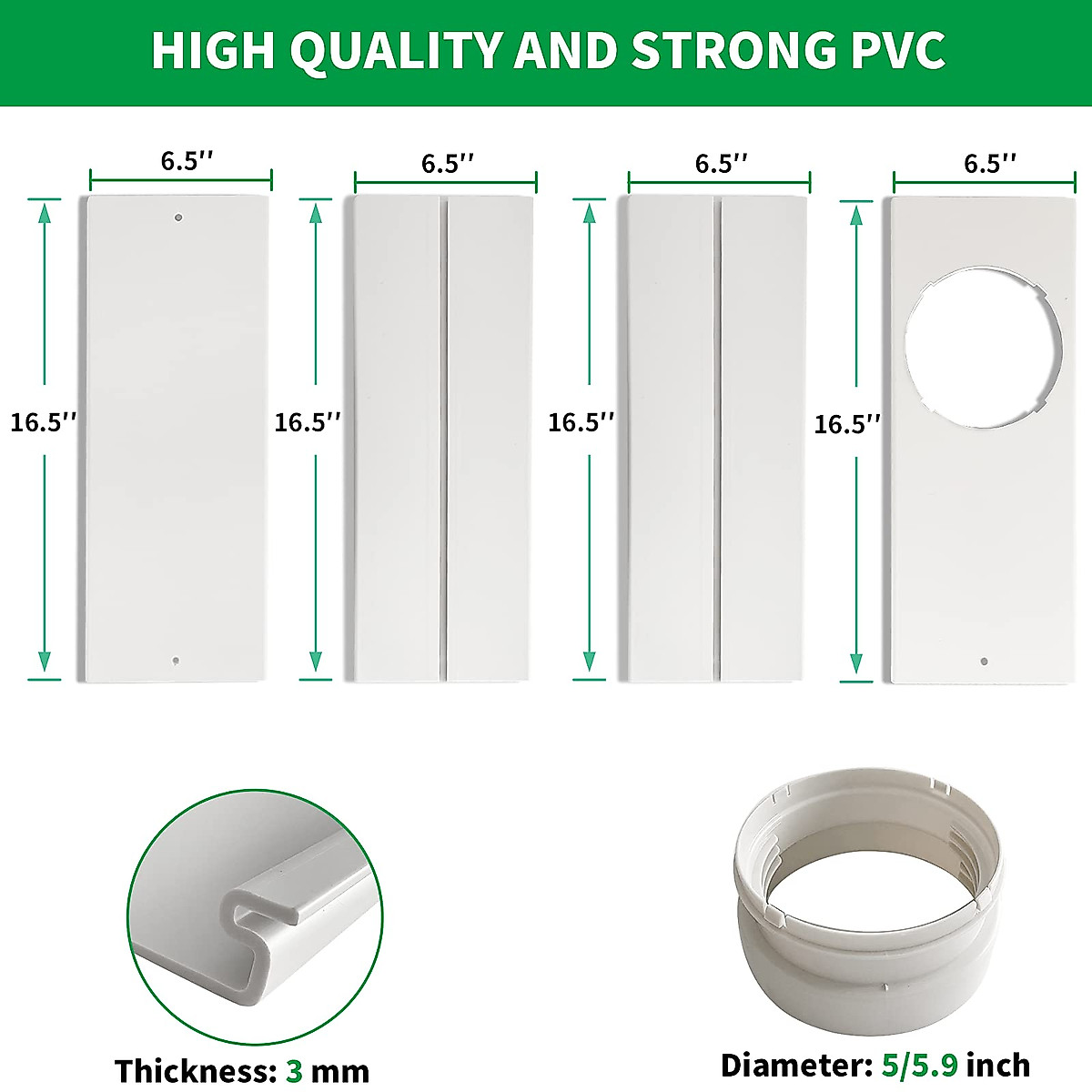 Portable Air Conditioner Sliding Window Kit with Universal Coupler Adapter, Upgraded Seamless Adjustable Sliding AC Vent Kit for Ducting Exhaust Hose of 5/5.9 Inches