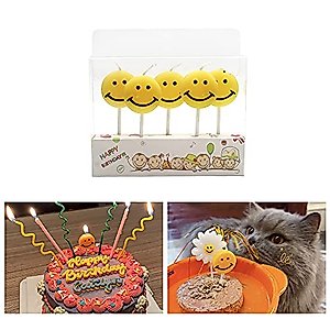 5 Pcs Smiley Face Birthday Candles, Smile Expression Candles, Birthday Cake Decorations