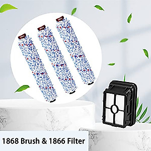 Replacement for Cross-wave Brush Rolls 1868 & Filters 1866 Fit for Bi-ssell Cross-Wave 1785 2306 Vacuum Cleaner, Replace Part 1608684 1608683 & 160-8683 (3 * Brush Rolls + 3 * Filters)