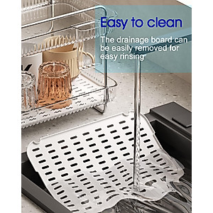 FFK 2 Tier Cup Mug Rack Coffee Bar Drying Holder Stand with Removable Drain Tray Kitchen Countertop Organizer Storage Glass Bottle Drying Holder with Drainage Basket Makeup Skincare Shelf Acrylic