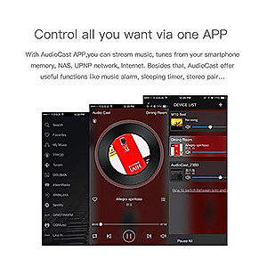 ACEMAX M5 AudioCast WiFi Wireles Audio Adapter Airplay DLNA Spotify iHeartRadio Supporting Stream Audio to Speaker Systems Over 2.4G Wi-Fi Network Multi Room Supported