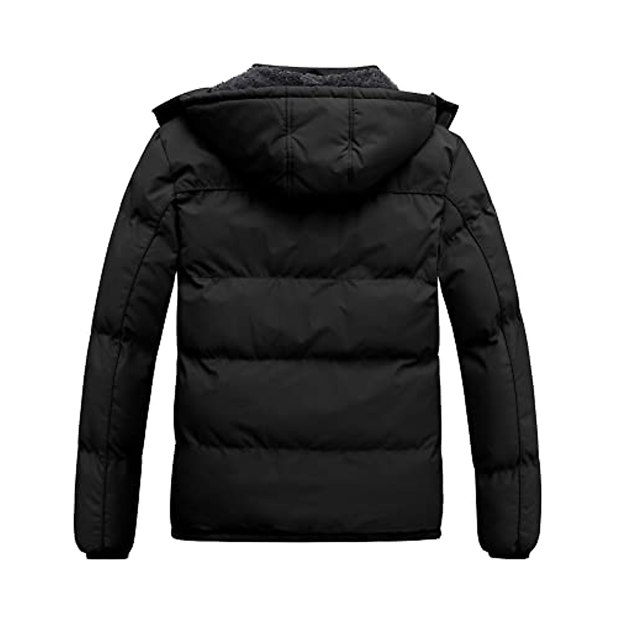 Wantdo Men's Warm Puffer Jacket Thicken Waterproof Winter Coat with Hood (Black, Medium)