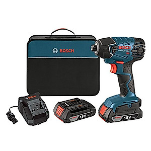 Bosch 25618-02 18-Volt Lithium-Ion 1/4-Hex Impact Driver Kit with 2 Batteries, Charger and Bag, Blue