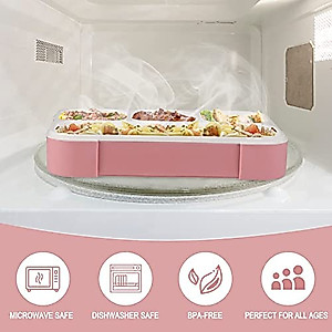 NatraProw 2 Pack Bento Lunch Box for Adults, 4 Compartment Cute Bento Snack Box Leak Proof, 1000ML Bento Box With Utensil, Lunch Container BPA-Free, Microwave Bento Box