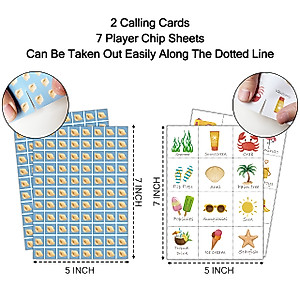 mermermu 5"x7" Beach Bingo Game Cards (24 Kinds), Birthday Party Summer Game, Outdoor Indoor, Hiking, Trip Activities, Family Vacation Travel Bingo, Activity Games -008beach