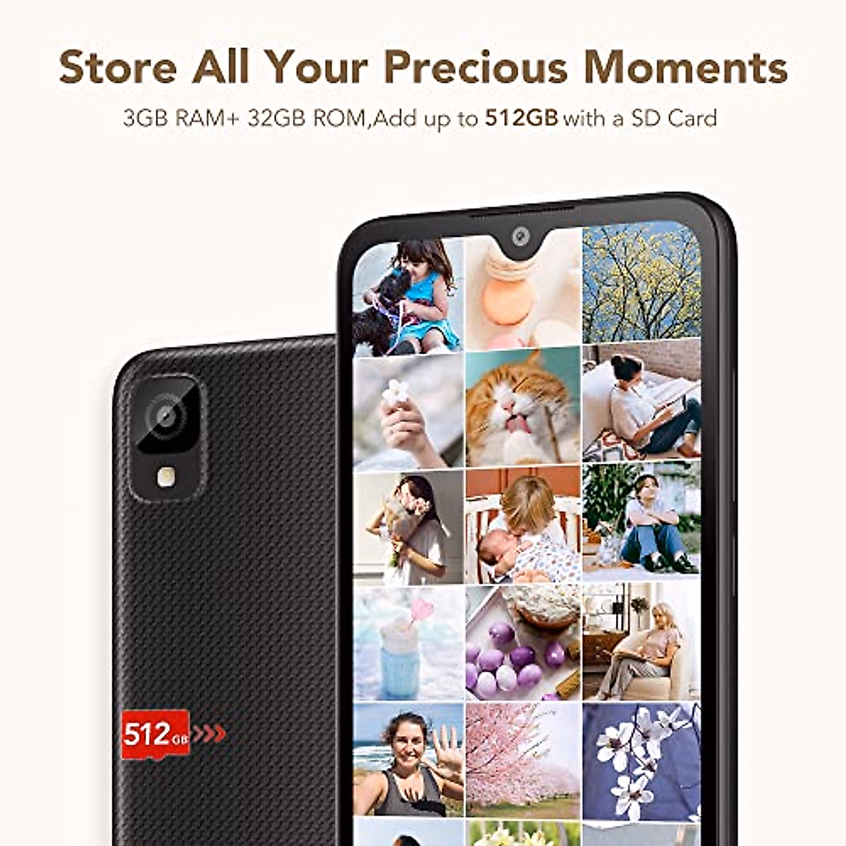 TCL 30 Z |2022| 6.1 Inch Unlocked Cell Phone with HD+ Display, US Version Android 12 Smartphone 32GB+3GB RAM, 3000mAh Android Phone, Prime Black (Renewed)