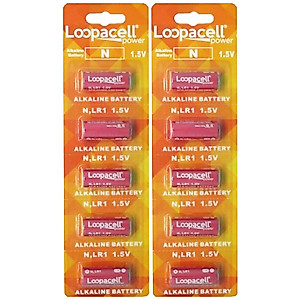 LOOPACELL E90 Alkaline Batteries, 1.5V, LR1 N Size (Pack of 10)