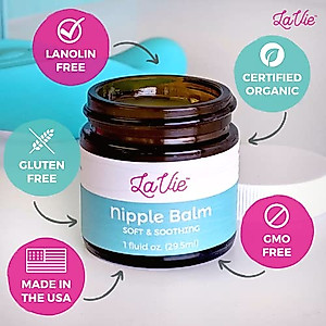 Lavie Organic Nipple Cream, Balm, Butter for Breastfeeding, Pumping, 1 Ounce