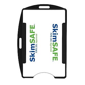 5 Pack - Black RFID Blocking ID Badge Holder (Holds 2 Cards) - SkimSAFE FIPS 201 Approved - Dual Sided Shield Blocks 13.56MHz Radio Signal - Specialist ID (Black)
