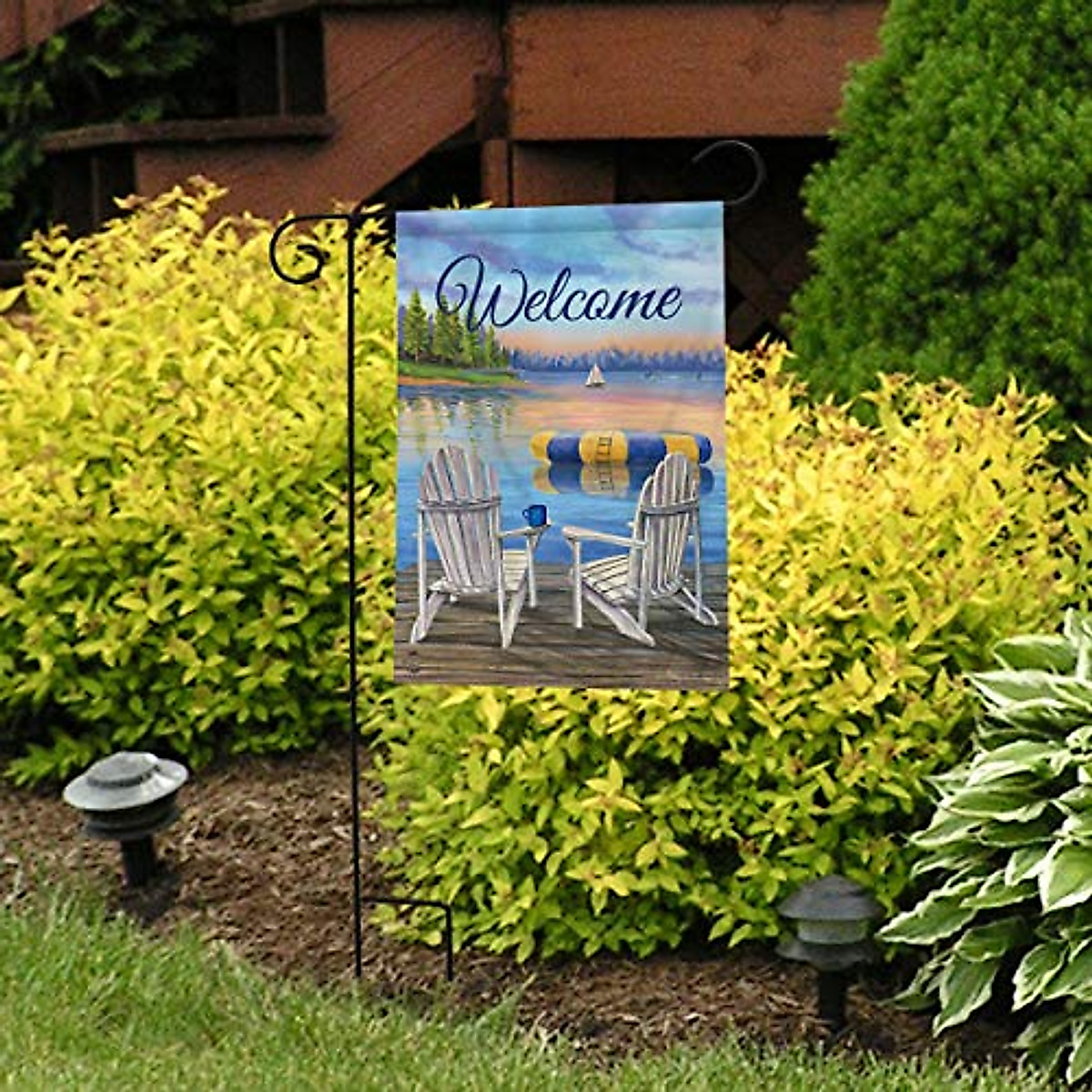 Waterfront Retreat Nautical Garden Flag Summer Welcome Adirondack 12.5" x 18"