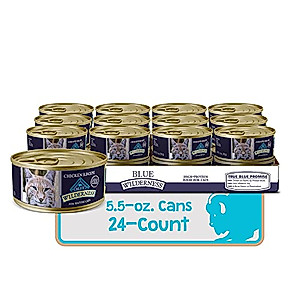 Blue Buffalo Wilderness High Protein Grain Free, Natural Mature Pate Wet Cat Food, Chicken 5.5-oz cans (Pack of 24)