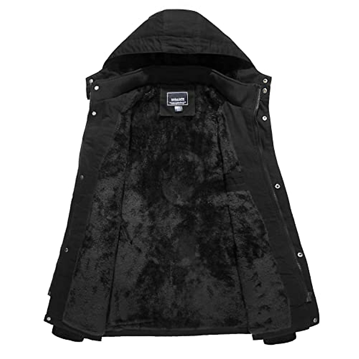 TACVASEN Jackets Mens Winter Army Military Jacket Zipper Jacket Cargo Jacket Winter Coat Outdoor Cotton Coat Black