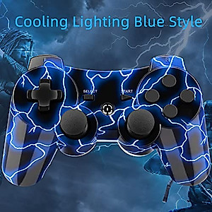 YU33 2 Pack Wireless Controller Works with PS3 Controller, Control Works with Playstation 3 Controller Wireless, Remote/Joystick/Mando/Controles de pa3 with Charging Cable and Battery, 2022, New