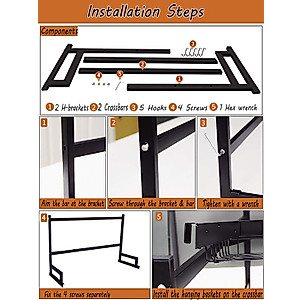 Ctystallove Dish Drying Rack Over Sink Kitchen Supplies Storage Shelf Countertop Space Saver Display Stand Tableware Drainer Organizer Utensils Holder Stainless Steel, Black