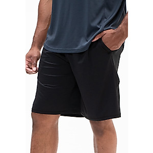 DEVOPS Men's 2-Pack Loose-Fit 10" Workout Gym Shorts with Pockets (Large, Black/Camo Gray)