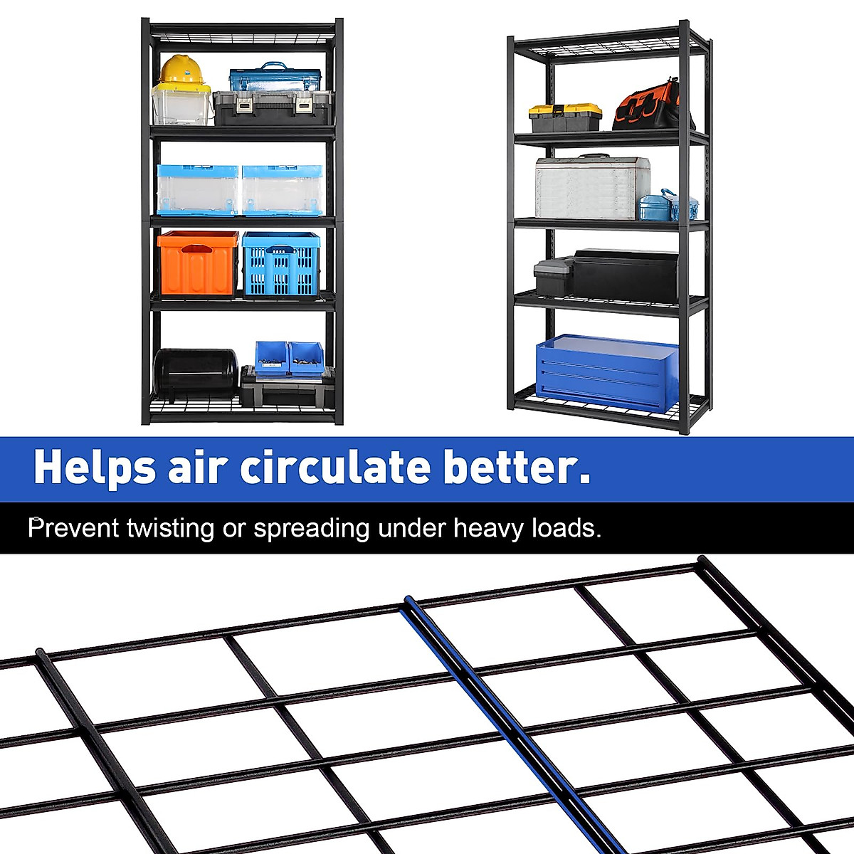 PACHIRA E-Commerce 35.5" W x 16.5" D x 72" H Garage Shelving Heavy Duty Loads 2000LBS, 5 Tier Adjustable Storage Shelves Metal Shelving Garage Utility Rack