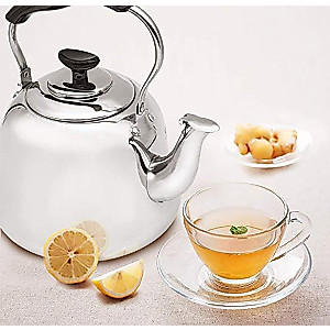 Whistling Stovetop Tea Kettle 2L Food Grade Stainless Steel Teapot, Hot Water Fast to Boil Tea Kettle Stovetop with Wide Mouth, Anti-scalding Handle Teakettle for Gas, Induction, Electric, Tea&Coffee