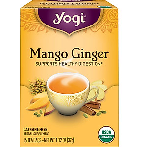 Yogi Tea Mango Ginger Tea - 16 Tea Bags per Pack (4 Packs) - Organic Ginger Root Tea to Support Healthy Digestion - Contains Antioxidants - Includes Cinnamon Bark, Rooibos Leaf, Mango Flavor & More