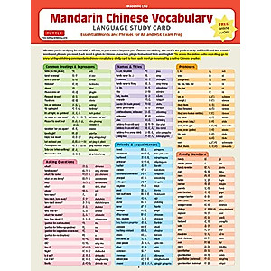 Chinese Vocabulary Language Study Card: Essential Words and Phrases for AP and HSK Exam Prep (Includes Online Audio)